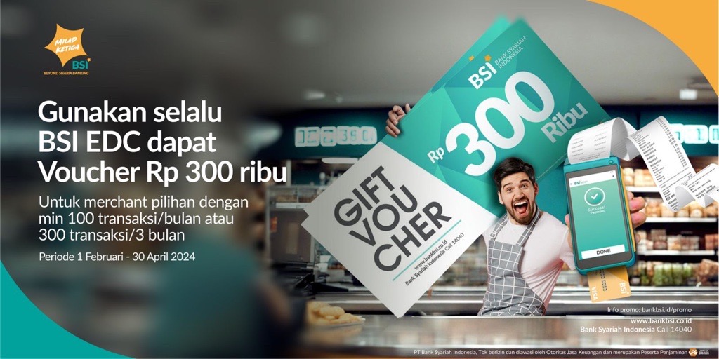 PROMO BSI MERCHANT CASHBACK 300 RIBU - Promo|Bank Syariah Indonesia